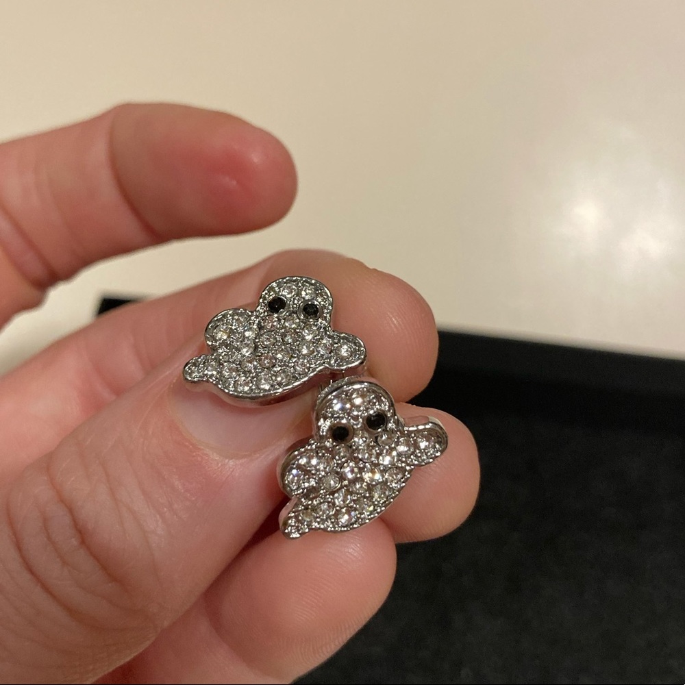 Halloween Crystal Ghost Stud Earrings - Gem